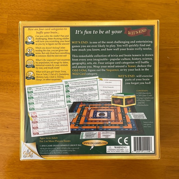 Game Development Group | Games | Wits End Board Game | Poshmark